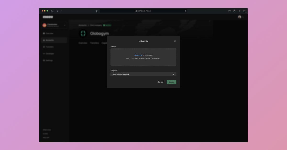 File uploads in Moov Dashboard | Moov Documentation