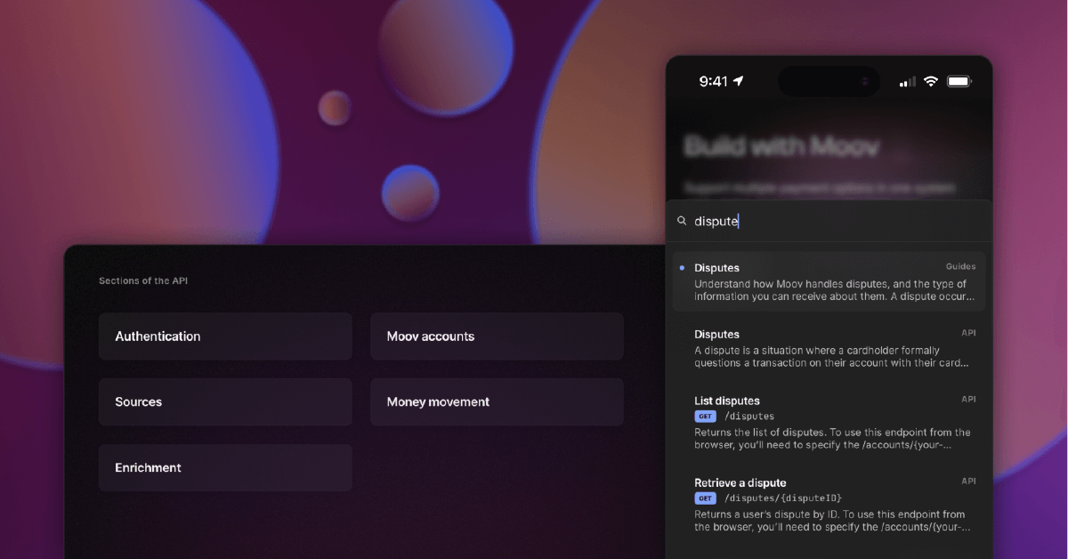 API reference redesign and more | Moov Documentation