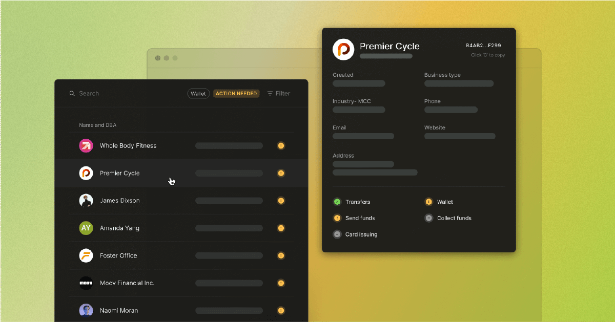 Dashboard updates | Moov Documentation
